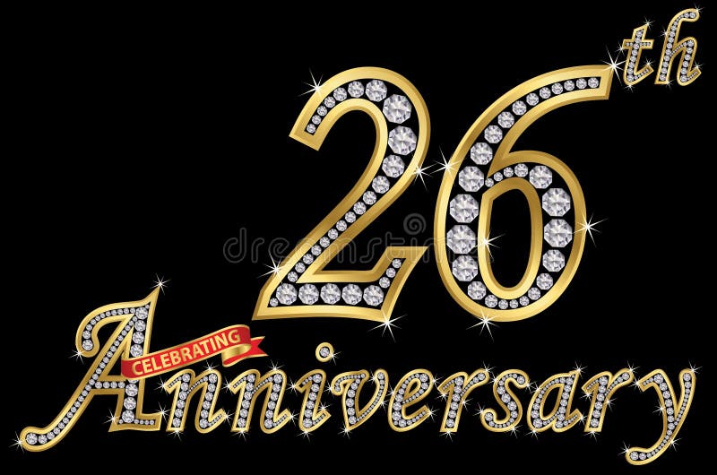 Happy 26th Birthday Anniversary Card Stock Vector - Illustration of ...