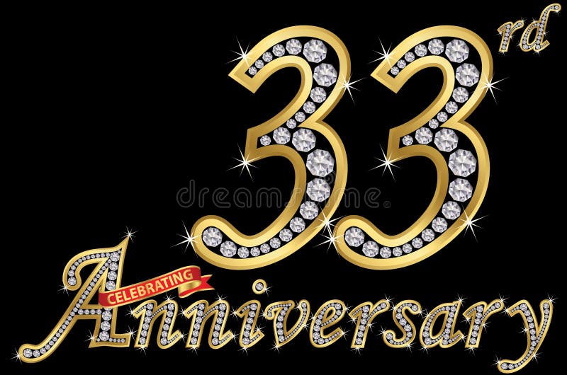 Happy 33th Birthday Gold Foil Balloon Greeting Background. Stock ...