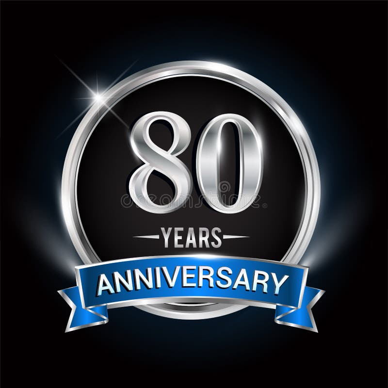 80th Years Anniversary Celebration Design, with Gift Box and Balloons ...