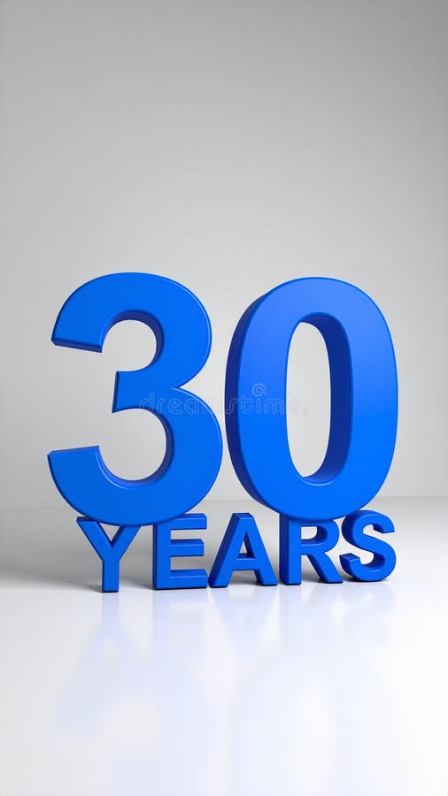 Celebrating Thirty Years Anniversary with Bold Blue 3D Text and Clean ...