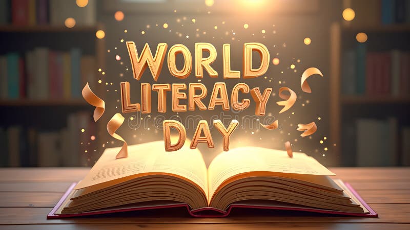Celebrating World Literacy Day with Open Book Stock Illustration ...