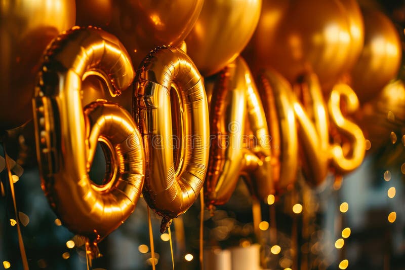 Celebrating 60 Years: Golden Balloon Text. Stock Illustration ...
