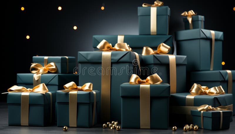 Celebration of Abundance Gift Box, Wrapped in Shiny Gold Generated by ...
