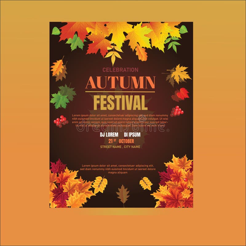 Celebration Autumn Festival Flyer Template Stock Vector - Illustration ...