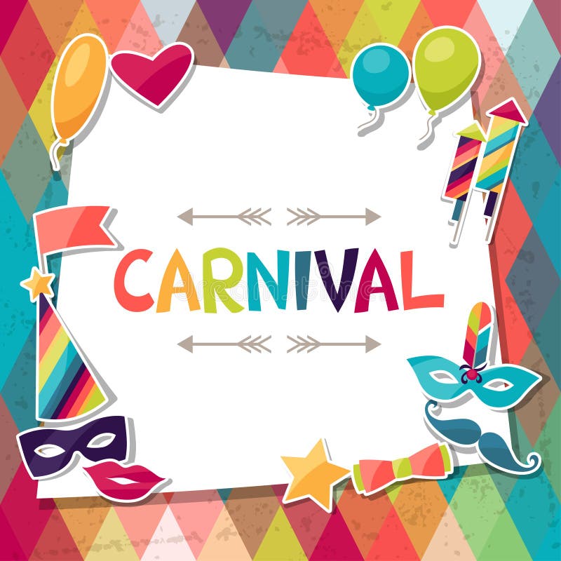 Celebration Background with Carnival Stickers and Stock Vector ...