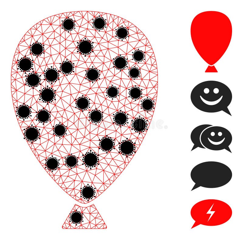 Celebration Balloon Wireframe Mesh Icon with Infectious Items Stock ...