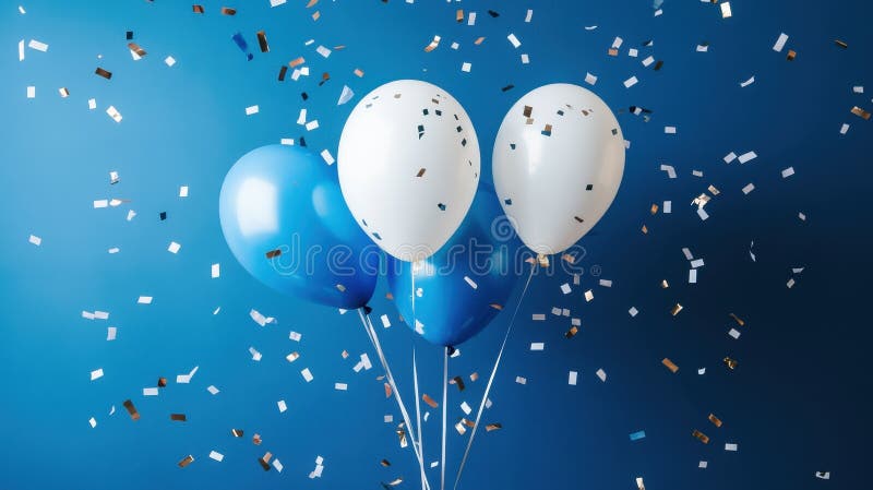 Celebration Balloons Confetti Cheerful Party Atmosphere Deep Blue ...
