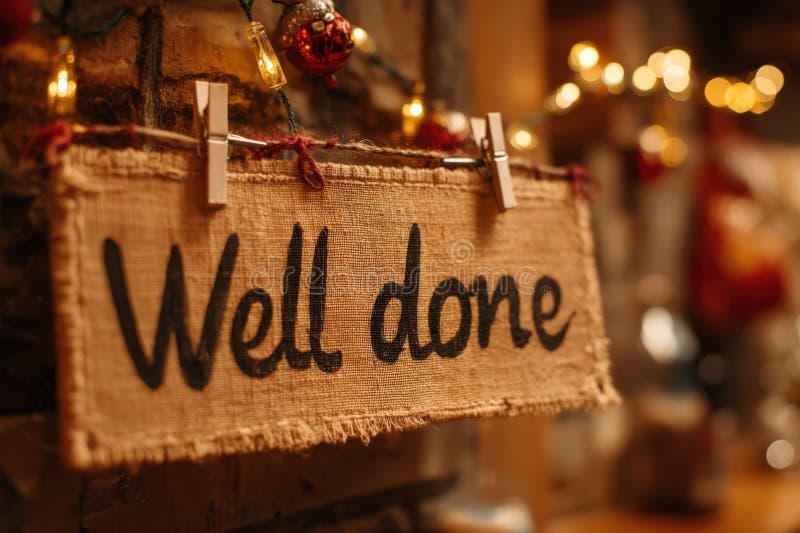Celebration Banner Displaying Well Done in a Cozy, Festive Atmosphere ...