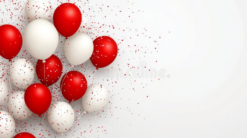 A Celebration Banner Featuring a Background of Red and White Balloons ...