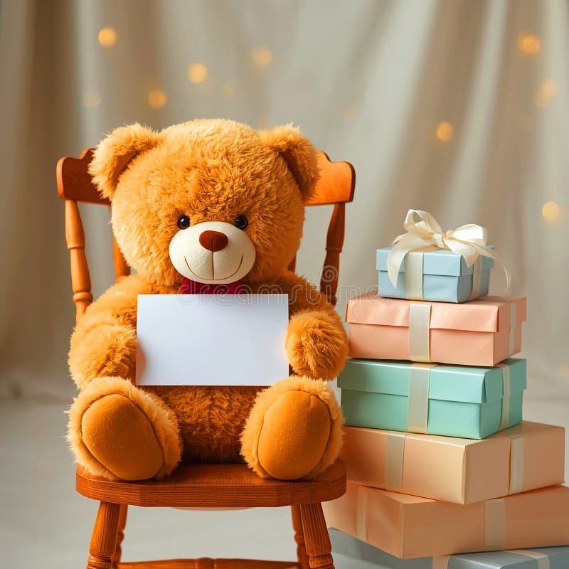 Celebration Bear Gifts Blank Message Card Stock Illustration ...