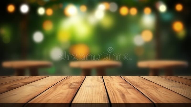 Celebration Blurred Birthday Party Background on Empty Wooden Tabletop ...