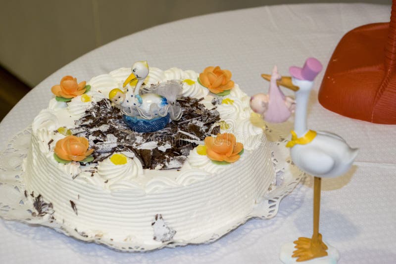 Celebration Cake for the Birth Stock Image - Image of table, restaurant ...