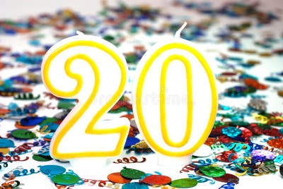 Celebration Candle - Number 20 Stock Photo - Image of confetti, candle ...