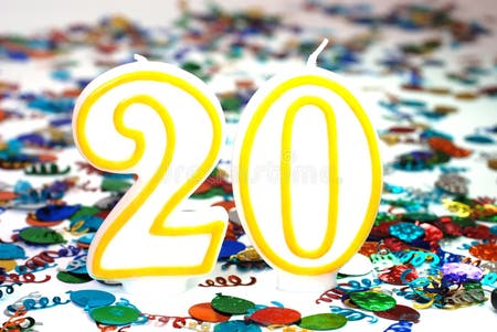 Celebration Candle - Number 20 Stock Photo - Image of confetti, candle ...