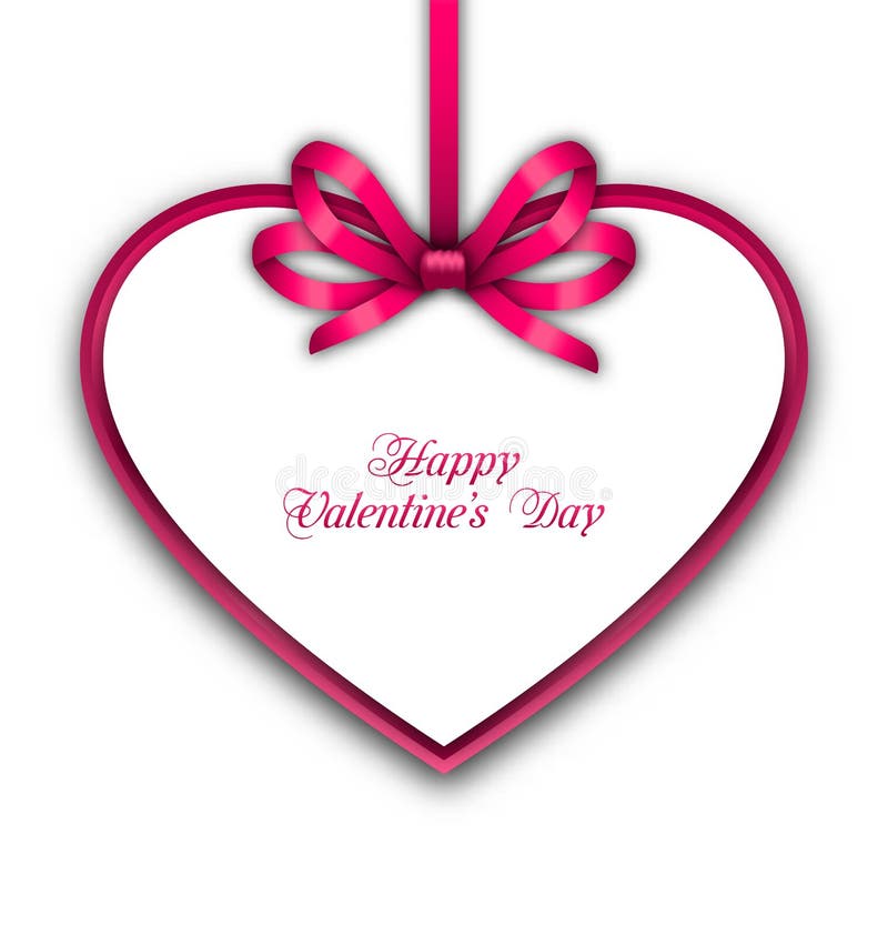 Celebration Card in Form Heart with Ribbon for Valentines Day Stock ...