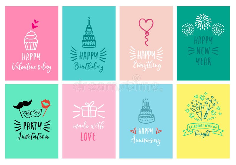 Celebration Cards, Vector Set Stock Vector - Illustration of element ...