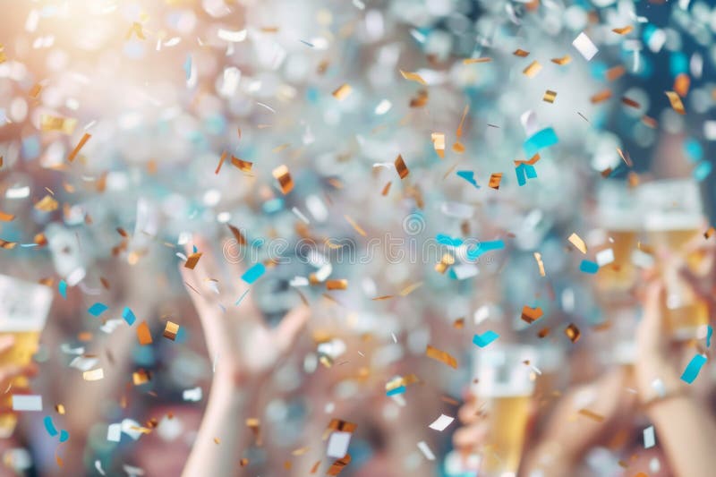 Celebration Confetti Explosion at Euphoric Festive Event with Crowd ...