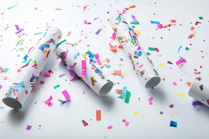 Celebration Crackers with Confetti Explosion on a Soft Transparent ...