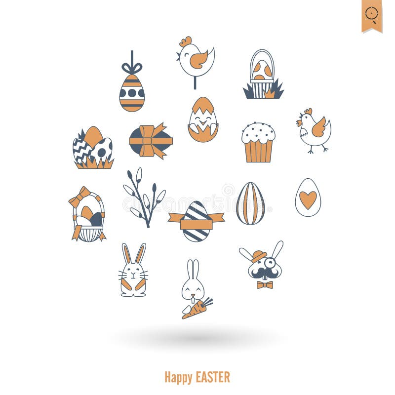 Celebration Easter Icons stock vector. Illustration of design - 90807083