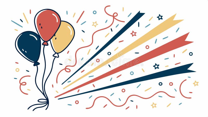 Celebration Elements Balloons Confetti and Streamer Party Fun Vector ...