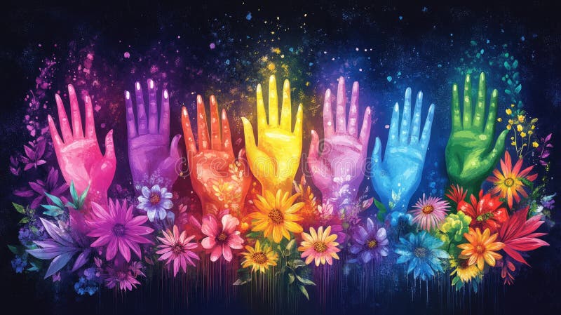 Celebration of Equality and Inclusion with Vibrant Colors and Floral ...