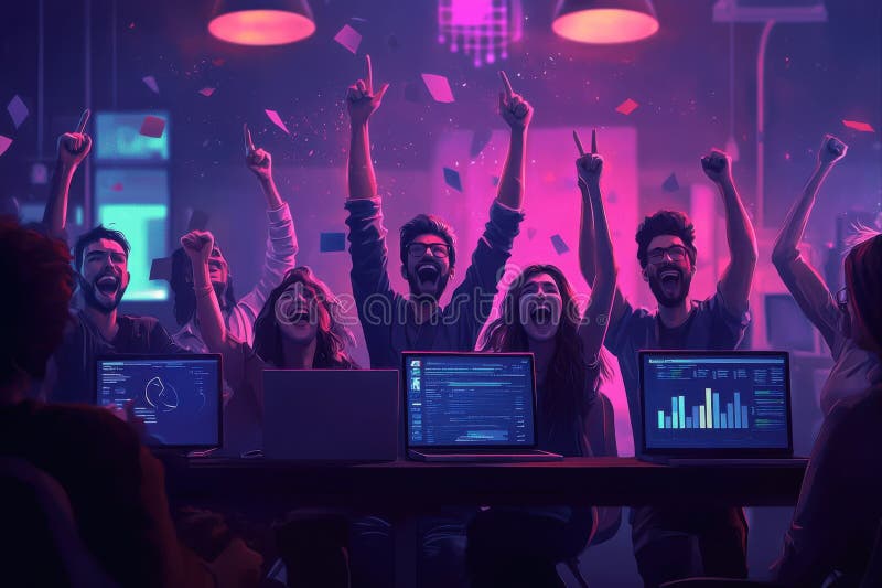 Celebration Event of Tech Enthusiasts Modern Workspace Digital ...