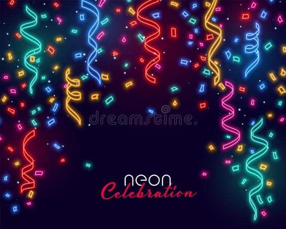 Celebration Falling Confetti in Neon Light Colors Background Stock ...