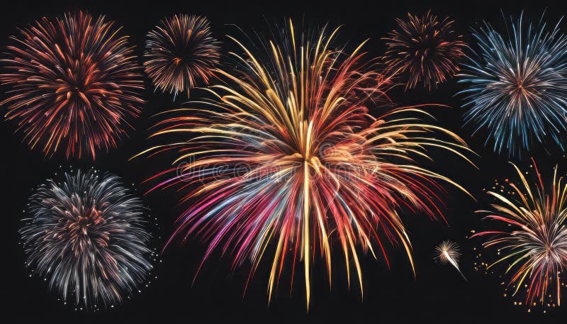 Firework Color Bursting Isolated Black Background Stock Photo - Image ...