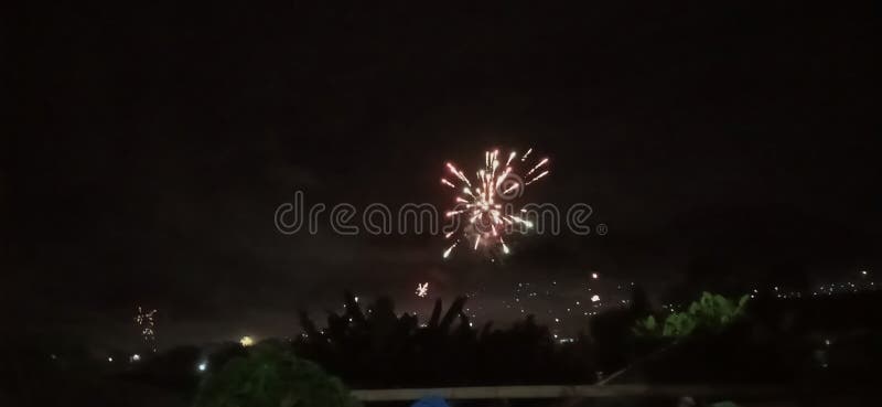 The Celebration Firework in the Night Sky Stock Photo - Image of ...