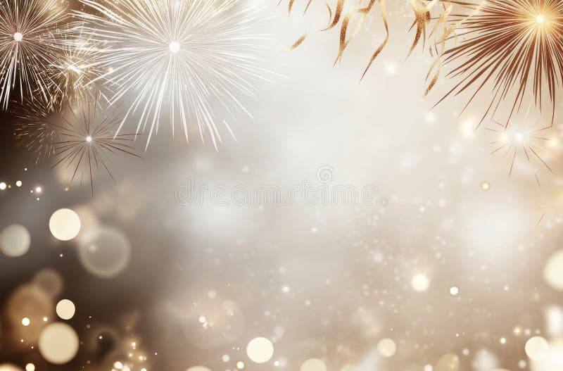 Celebration Fireworks Illuminate a Festive Atmosphere in a Soft Glow of ...
