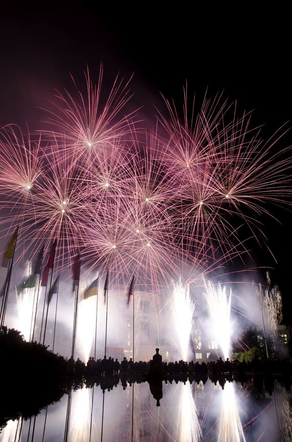 Celebration with Fireworks Show Stock Photo - Image of evening ...