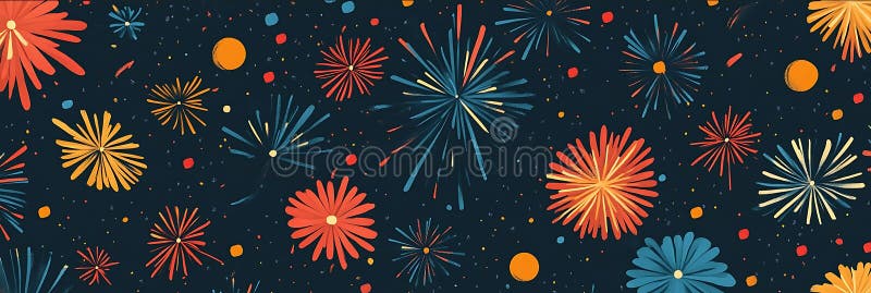 Celebration Flat Illustration Pattern Simple Fireworks Stock ...