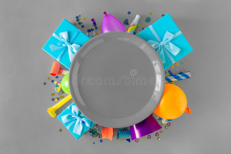 Celebration Food Menu Empty Plate Party Decoration Stock Image - Image ...