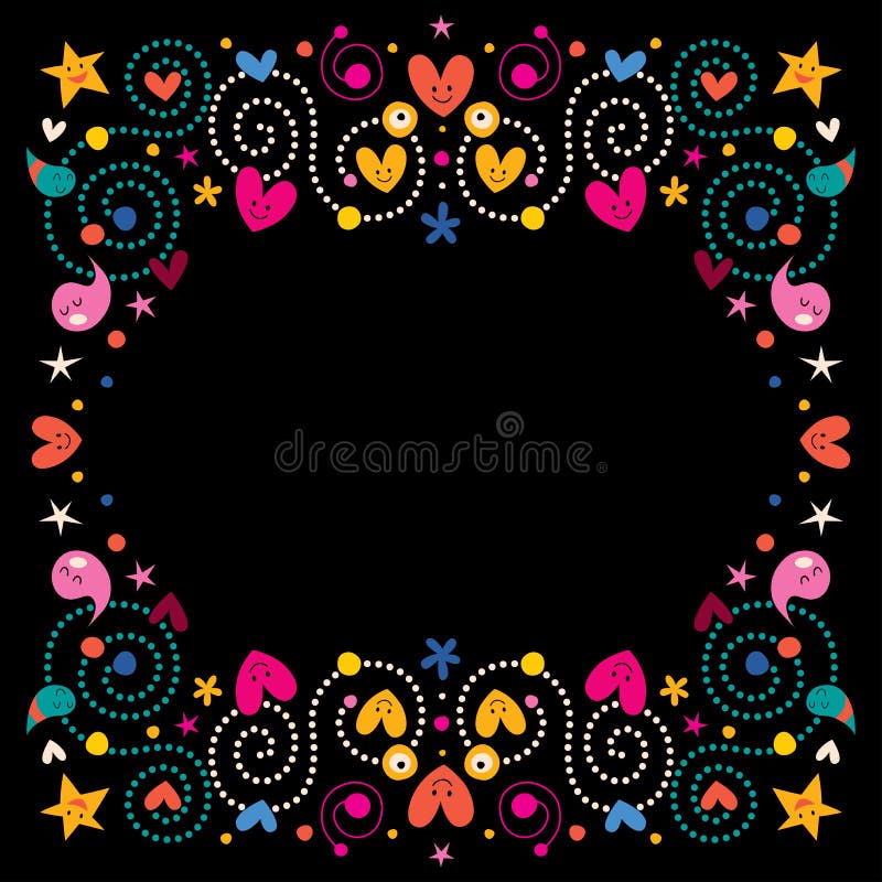 Celebration Fun Happy Cartoon Frame Stock Vector - Illustration of ...