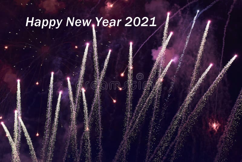 Happy New Year 2021 with Exploding Fireworks in the Background Stock ...