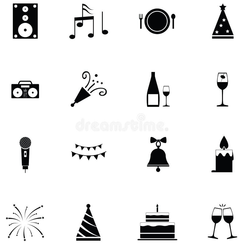 Celebration icon set stock illustration. Illustration of champagne ...