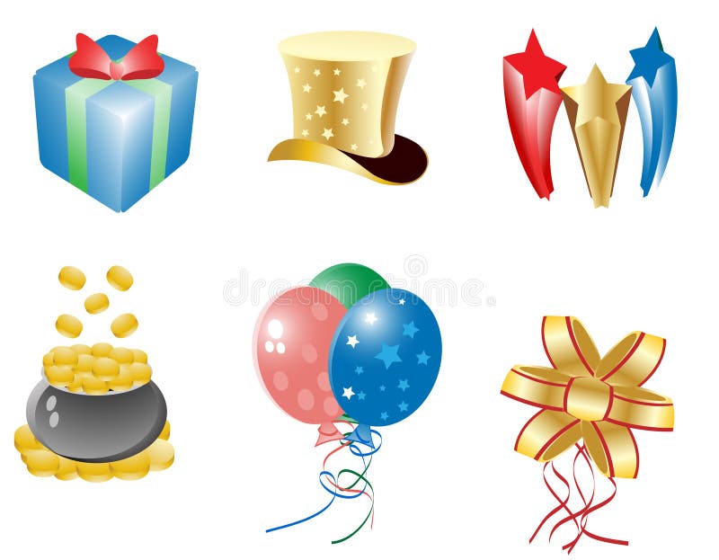 Celebration icon set stock vector. Illustration of green - 9032683