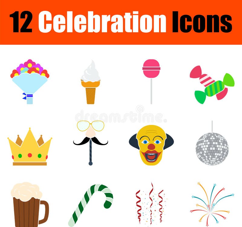 Celebration Icon Set stock vector. Illustration of event - 207634886