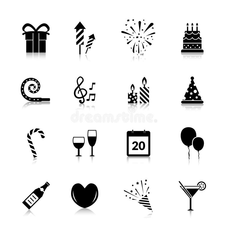 Celebration icons set stock vector. Illustration of season - 24994469