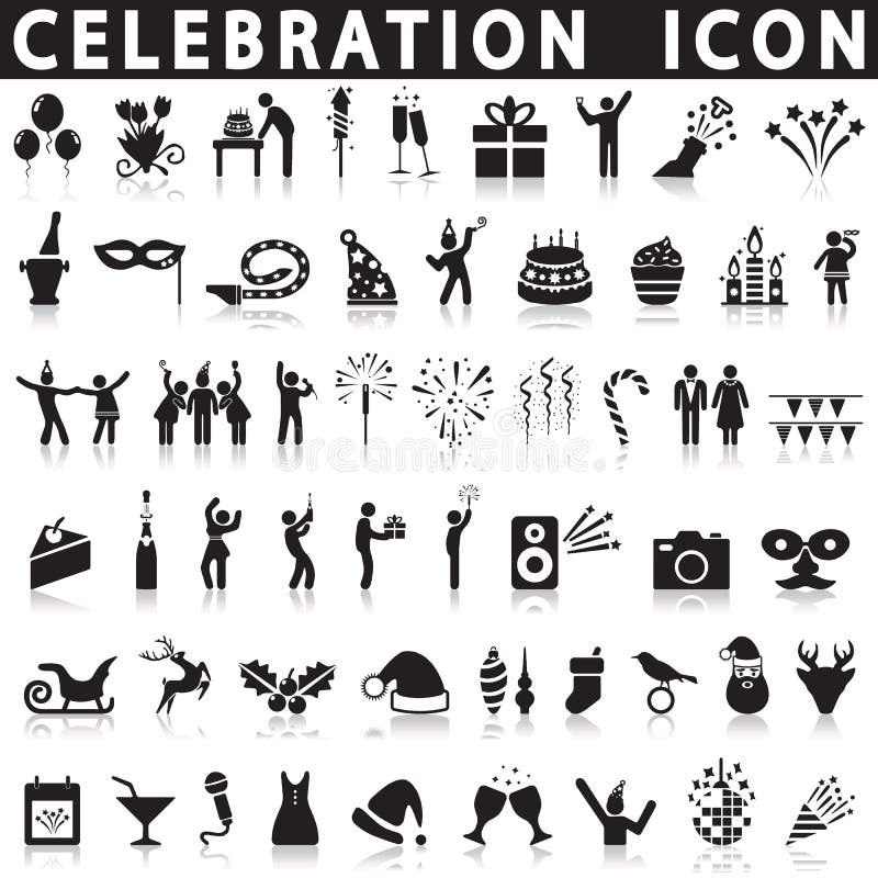 Celebration icons set stock vector. Illustration of season - 24994469