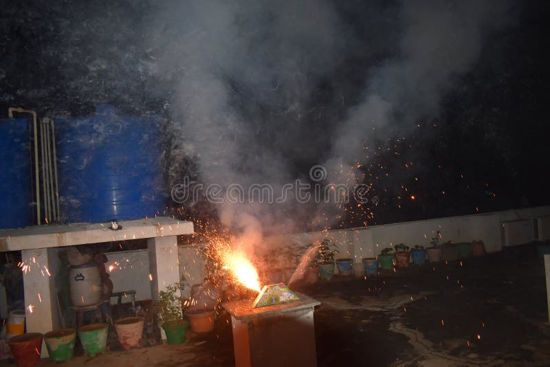 A Type of Firecracker Spinning on the Ground Stock Photo - Image of ...