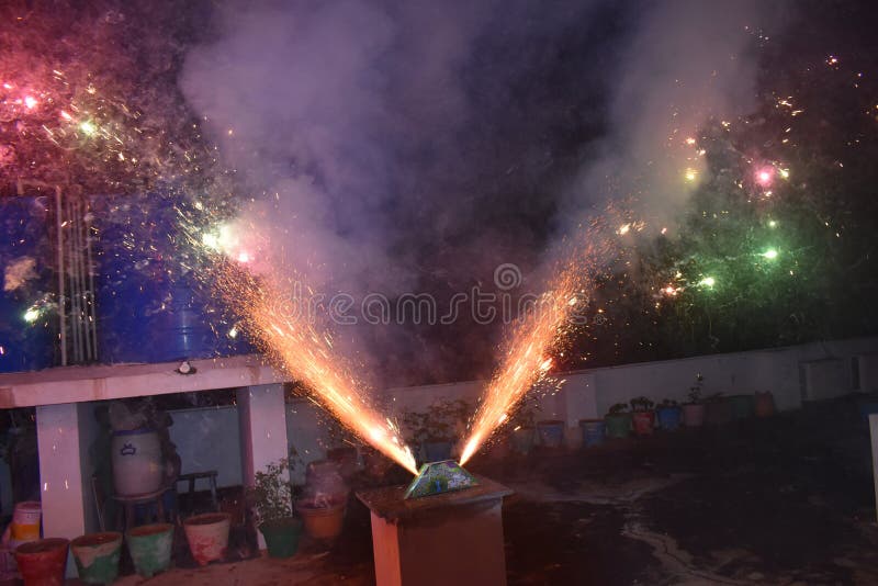 A Type of Firecracker Spinning on the Ground Stock Photo - Image of ...
