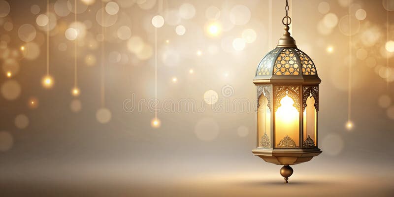Celebration of Islamic Eid Mubarak and Eid Al Adha Lantern in a Light ...