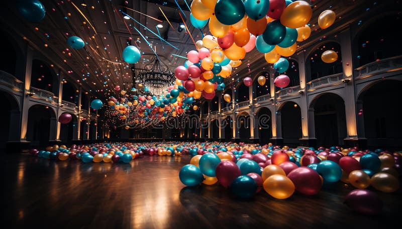 Celebration of Joy, Fun, and Bright Colors Indoors, Illuminated by ...