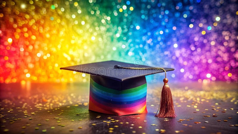 A Celebration of Knowledge a Graduation Cap Adorned with a Rainbow of ...