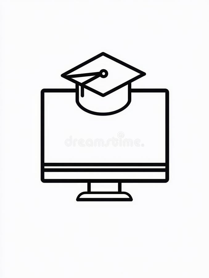 Celebration of Knowledge with a Sleek Computer and Graduation Cap in ...