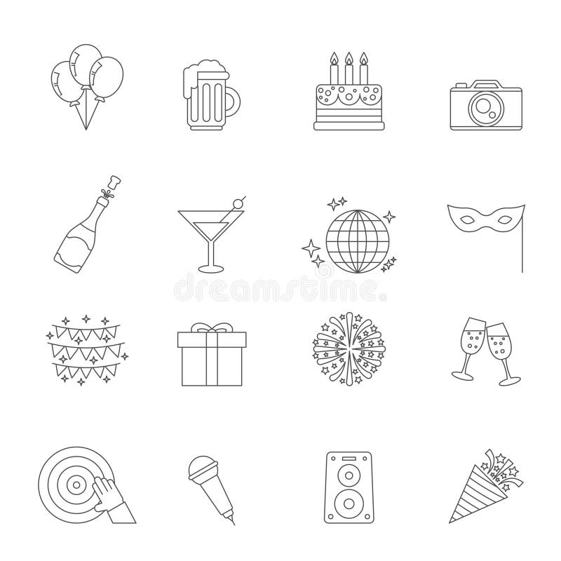Celebration linear icons stock vector. Illustration of icon - 75053078