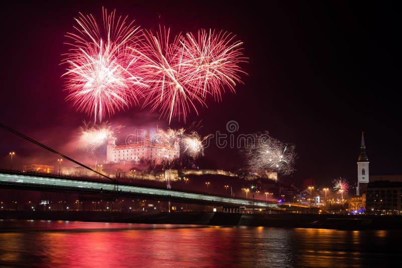 Celebration of New Year in Bratislava, Slovakia Editorial Stock Image ...