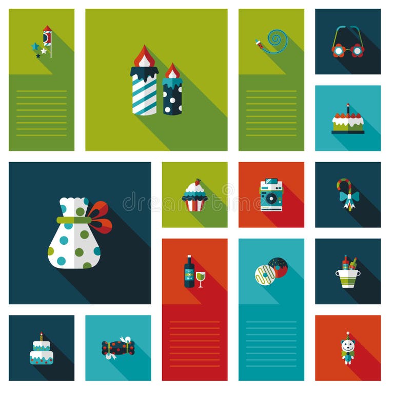 Celebration Party Flat Ui with Long Shadow,eps10 Stock Vector ...