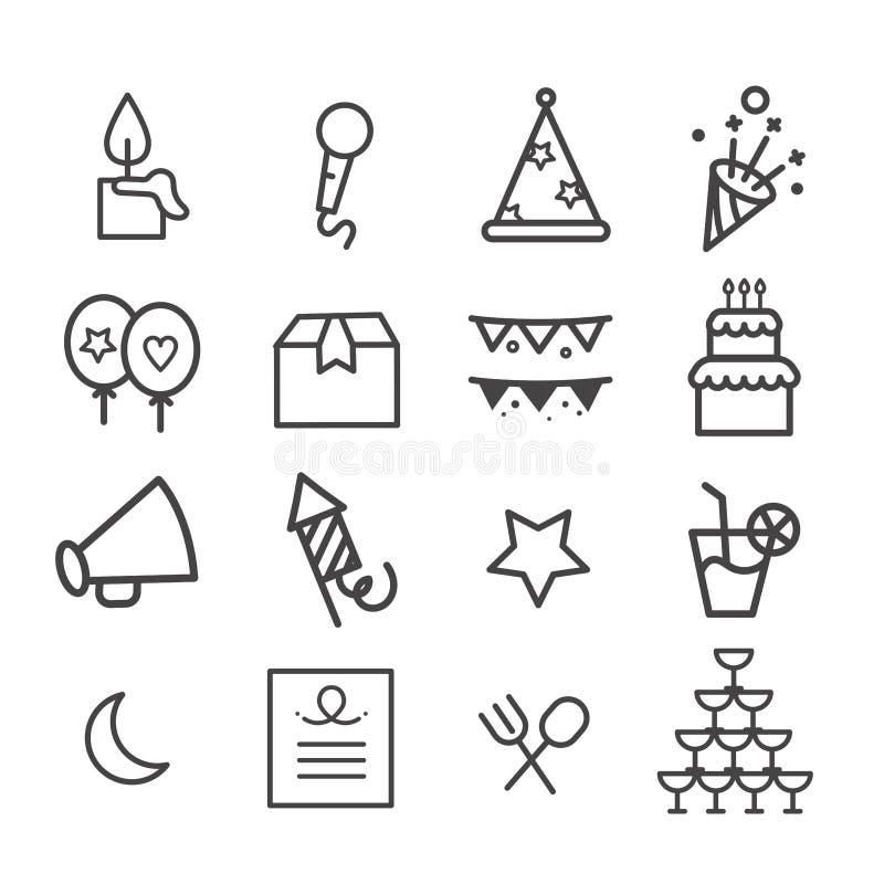 Party Icon Set Isolated Design for Surprise or Celebration Events ...